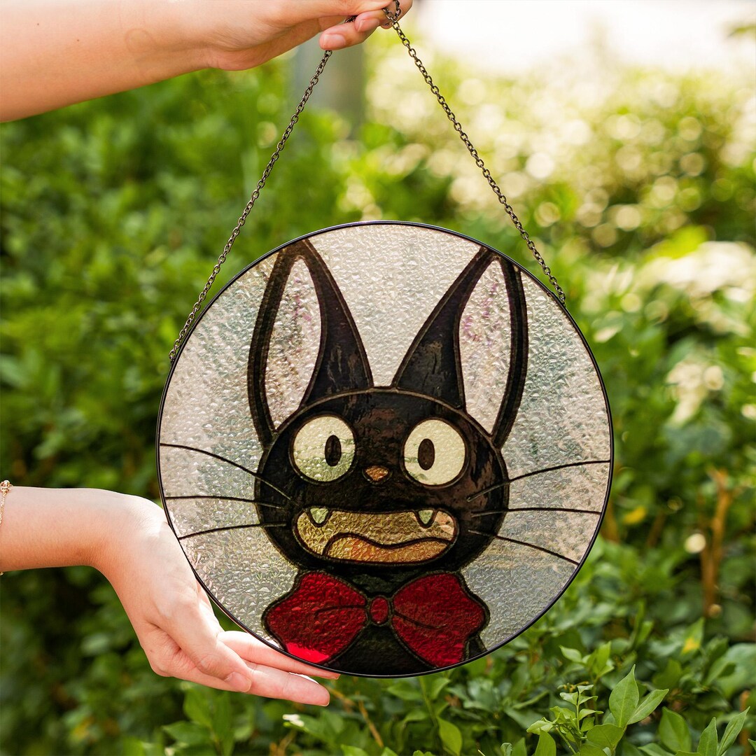 Jiji Cat Stained Glass Suncatcher, Ghibli Studio Suncatcher Window ...