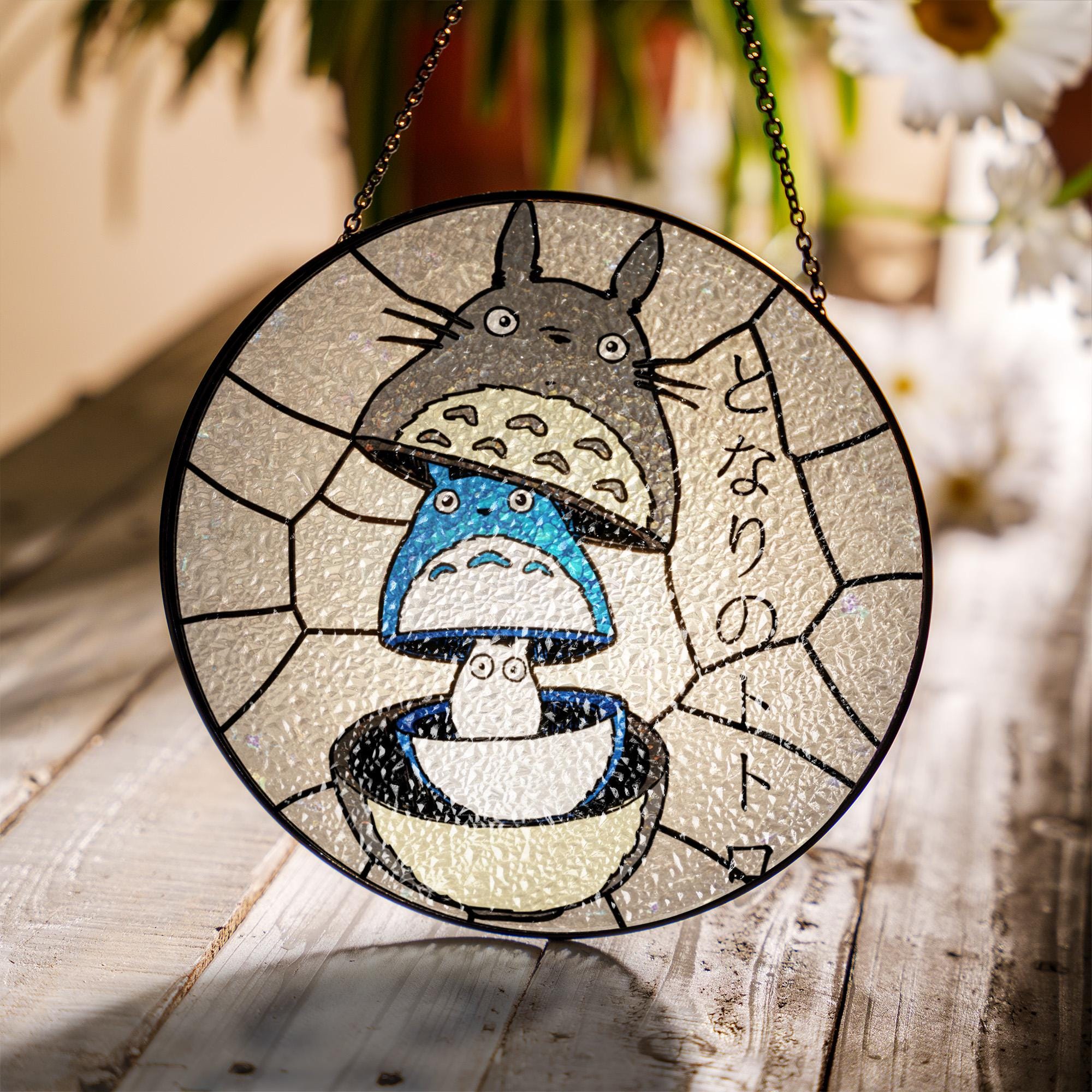 Totoro Stained Glass Suncatcher, Ghibli Fan Window Hanging Suncatcher ...