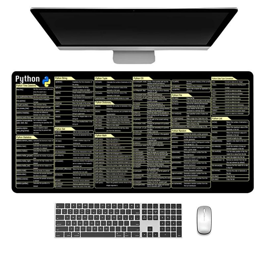 Python Cheat Sheet Desk Mat | Python Shortcut Key Mouse Pad | Water ...