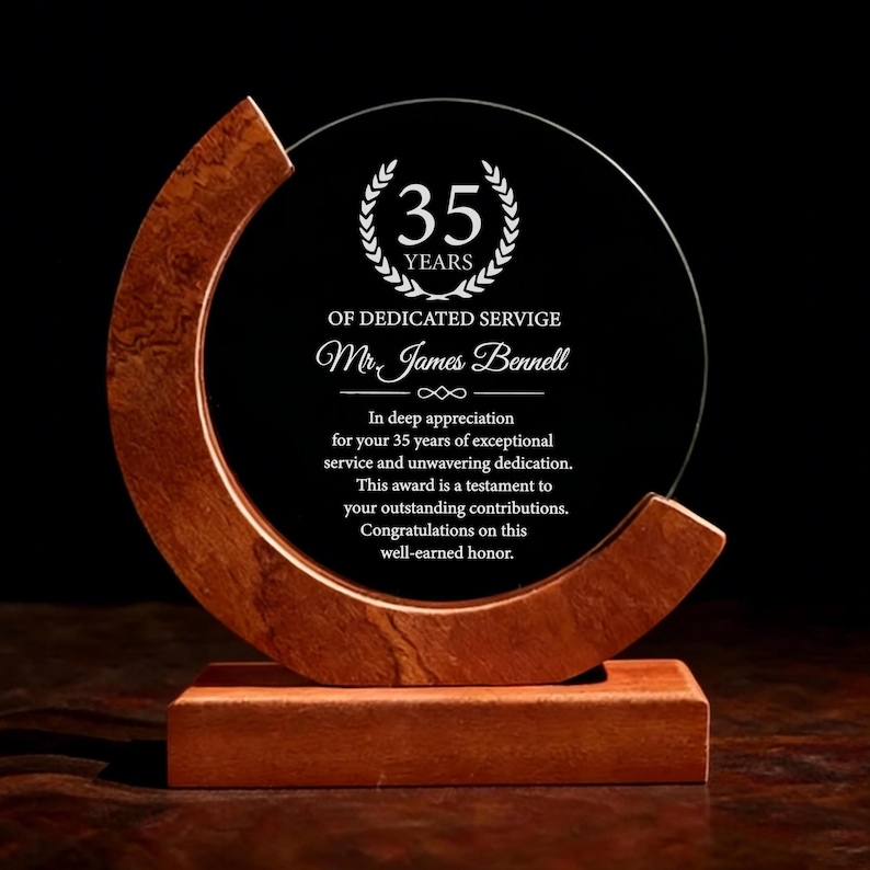 3 Years of Dedicated Service Award, Personalized Employee Crystal ...