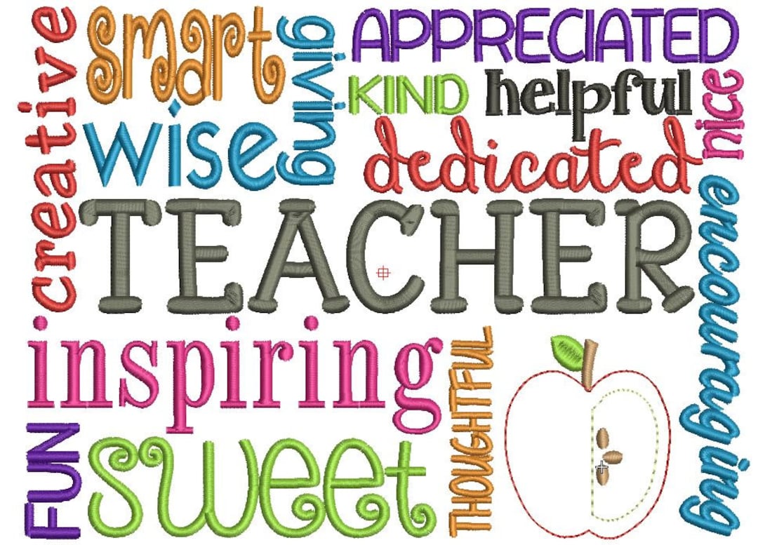 Teacher Subway Art Embroidery Design- INSTANT DOWNLOAD - Etsy