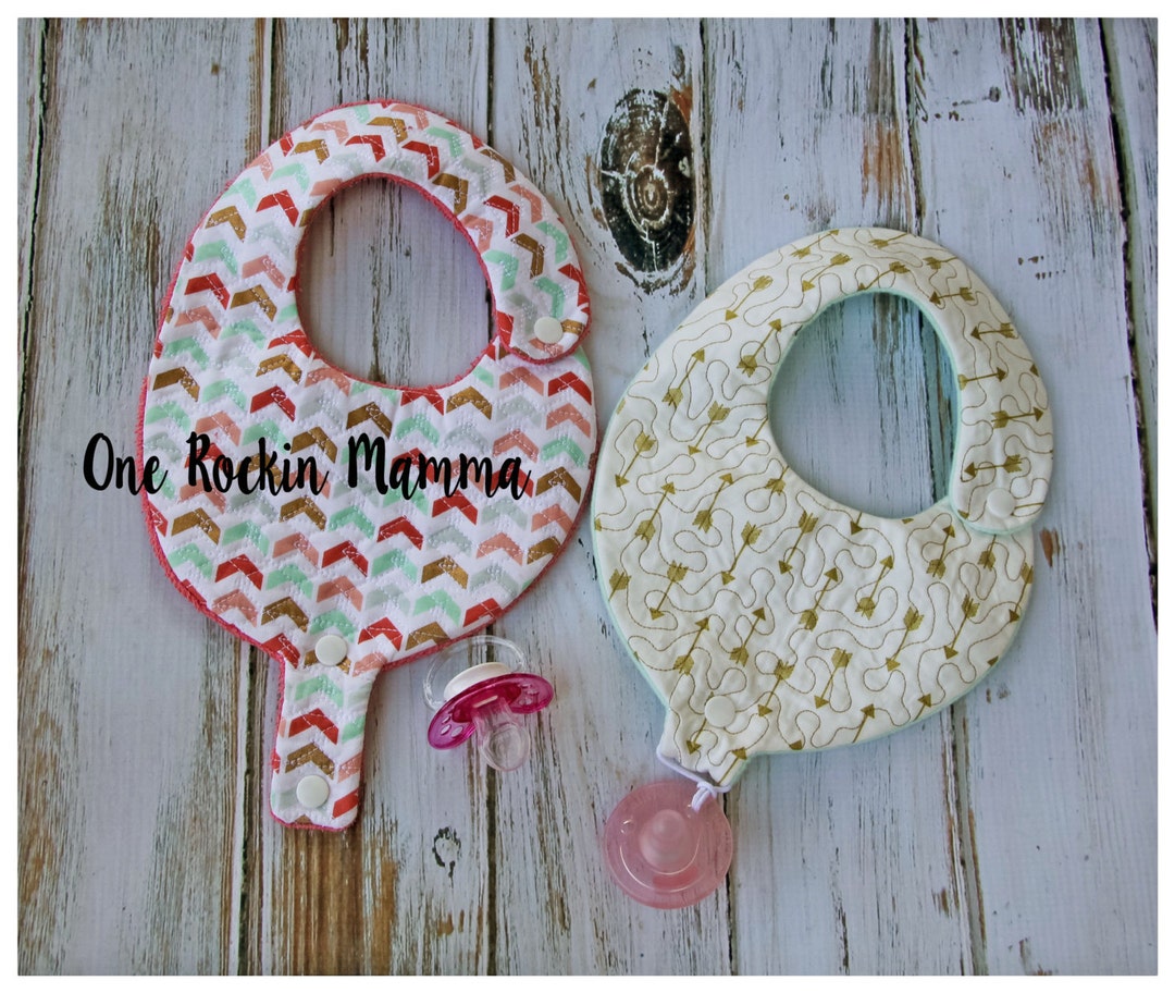 8x14 ( 200mm X 360mm) Quilted Pacifier Binky Paci Bib -in the Hoop ...