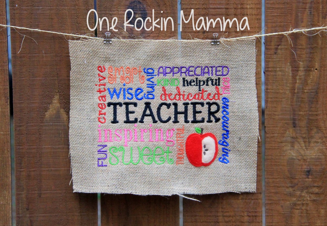 Teacher Subway Art Embroidery Design- INSTANT DOWNLOAD - Etsy