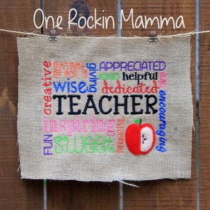 Teacher Subway Art Embroidery Design- INSTANT DOWNLOAD - Etsy
