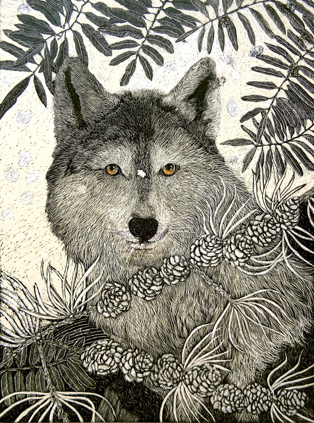 Wolf Art Print: Limited Edition Scraperboard Style - Etsy Canada