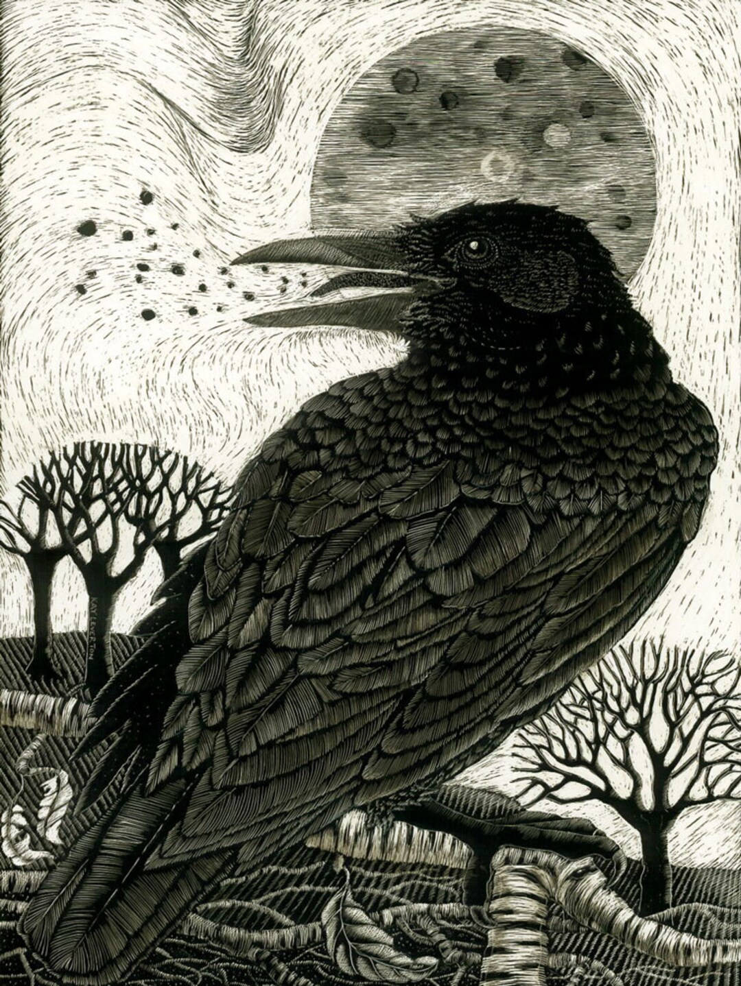 Art Card: Raven's Song From Original Scraperboard Design - Etsy