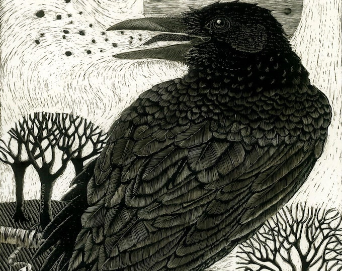 Art Card: Raven's Song From Original Scraperboard Design - Etsy UK