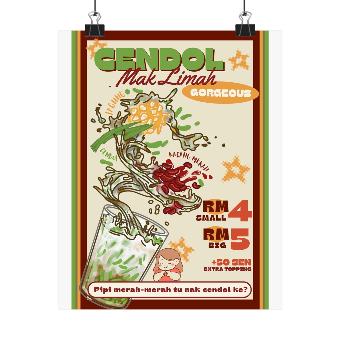 Retro Hand Drawn Malaysian Cendol Poster - Etsy