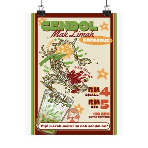 Retro Hand Drawn Malaysian Cendol Poster - Etsy
