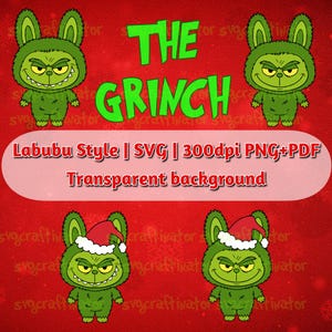 The Grinch, Labubu Style, Christmas Clipart, Digital Download - Etsy