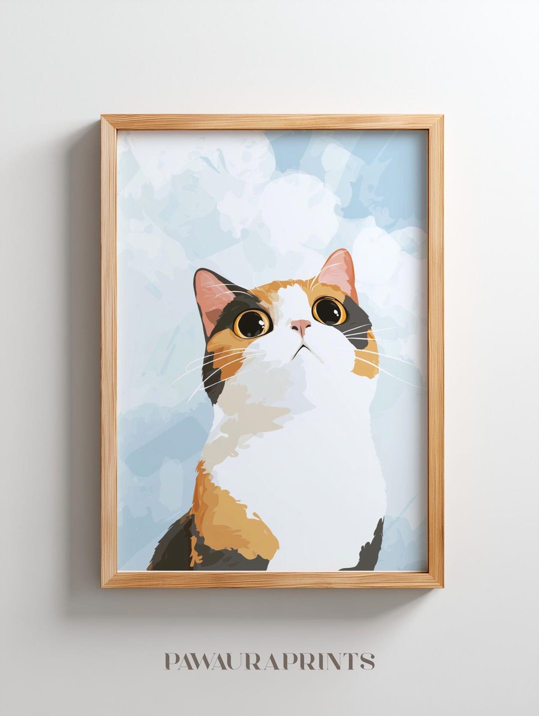 Calico Cat Print: Blue Sky Nursery Wall Art (digital Download - Etsy
