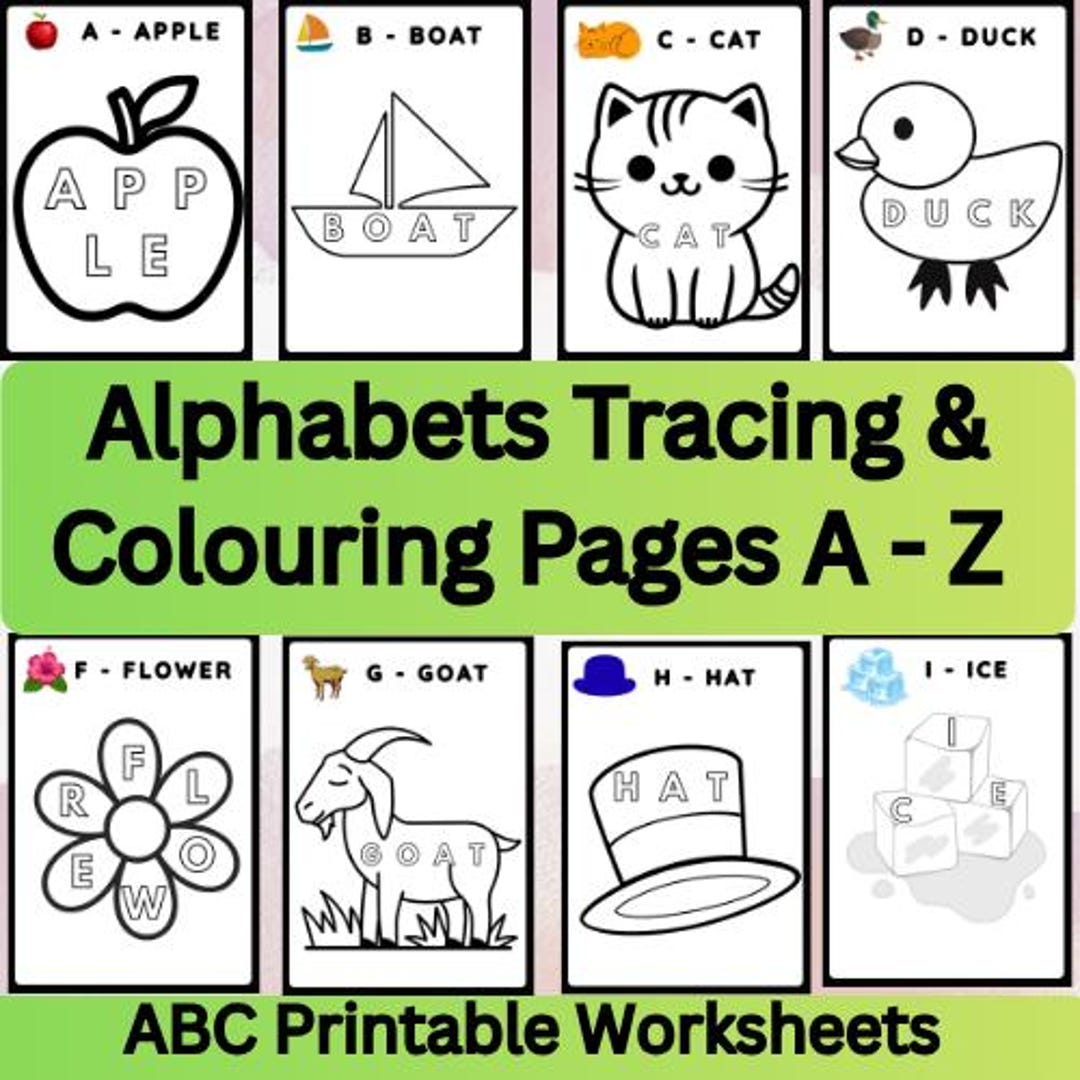 ABC Tracing & Coloring Pages – A-Z Printable Worksheets (digital ...