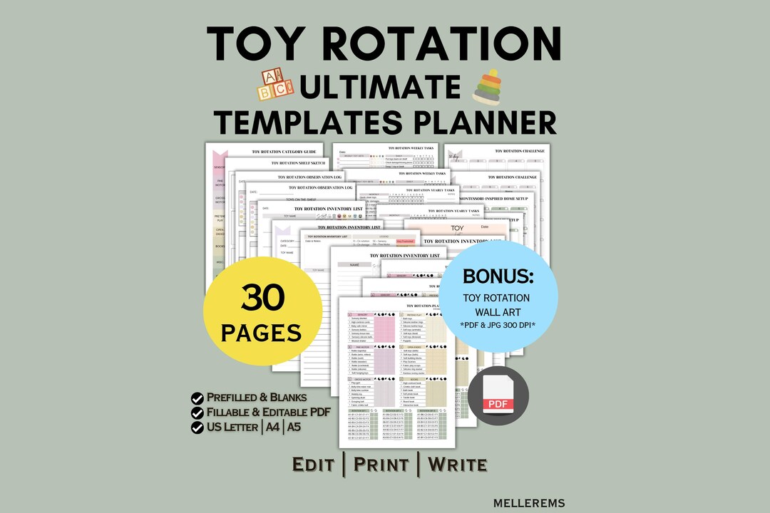 EDITABLE Toy Rotation Templates Bundle Set | Inventory List Trackers ...