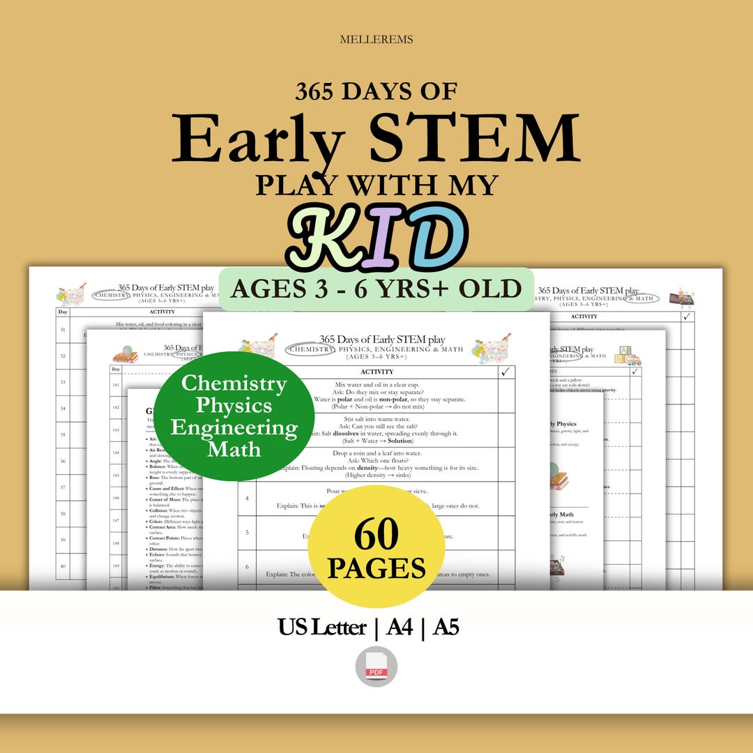 365 Days of STEM Activities for Kids Checklist | Preschool Toddler ...