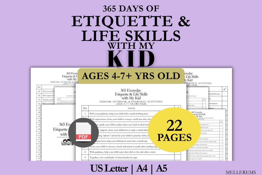 365 Days Kid Etiquette Life Skills Activities Checklist Parent Guide ...