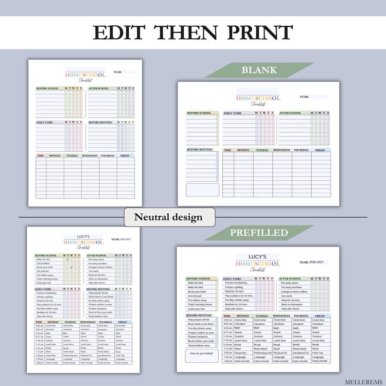 EDITABLE Homeschool Checklist Template | Reusable Homeschool Planner ...