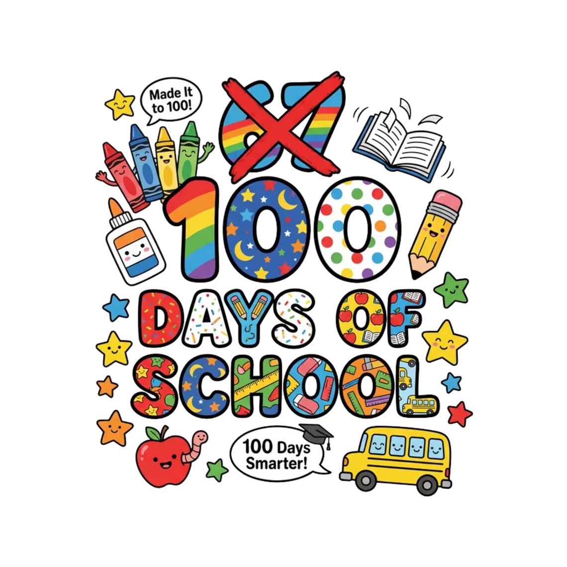 100 Days of School Clipart Bundle | Teacher & Student PNG Sublimation ...
