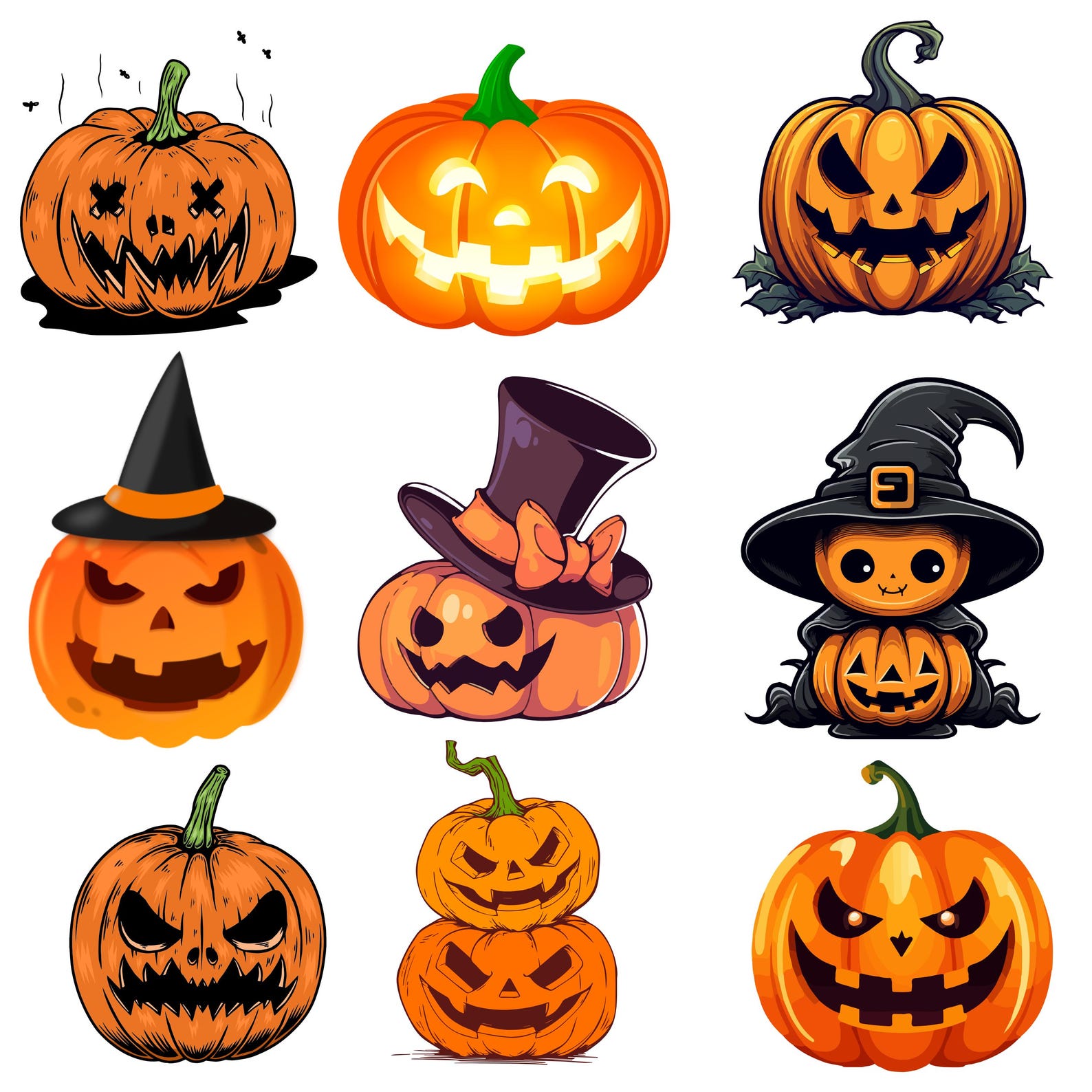 Spooky Jack O Lantern Clipart PNG | Halloween Pumpkin Printable PDF ...