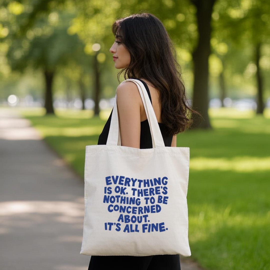 Funny Quote Tote Bag, Blue Typography Minimalist Design, Gift for ...