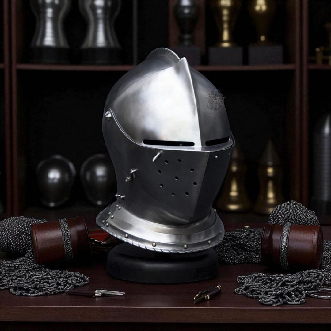Gothic Armet Steel Knight Helmet: Wearable Medieval Full Face Armor ...