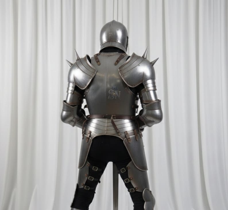 Full Medieval Gothic Knight Armor Suit – Spiked Skull Helmet Steel ...