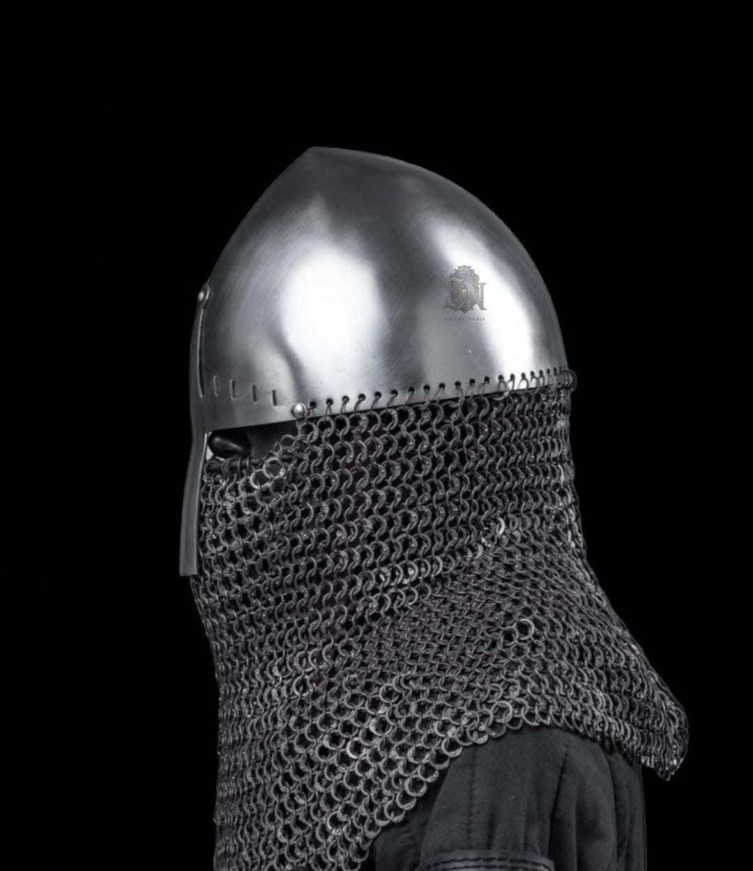 Medieval Steel Helmet With Chainmail | Viking Norman Crusader Knight ...