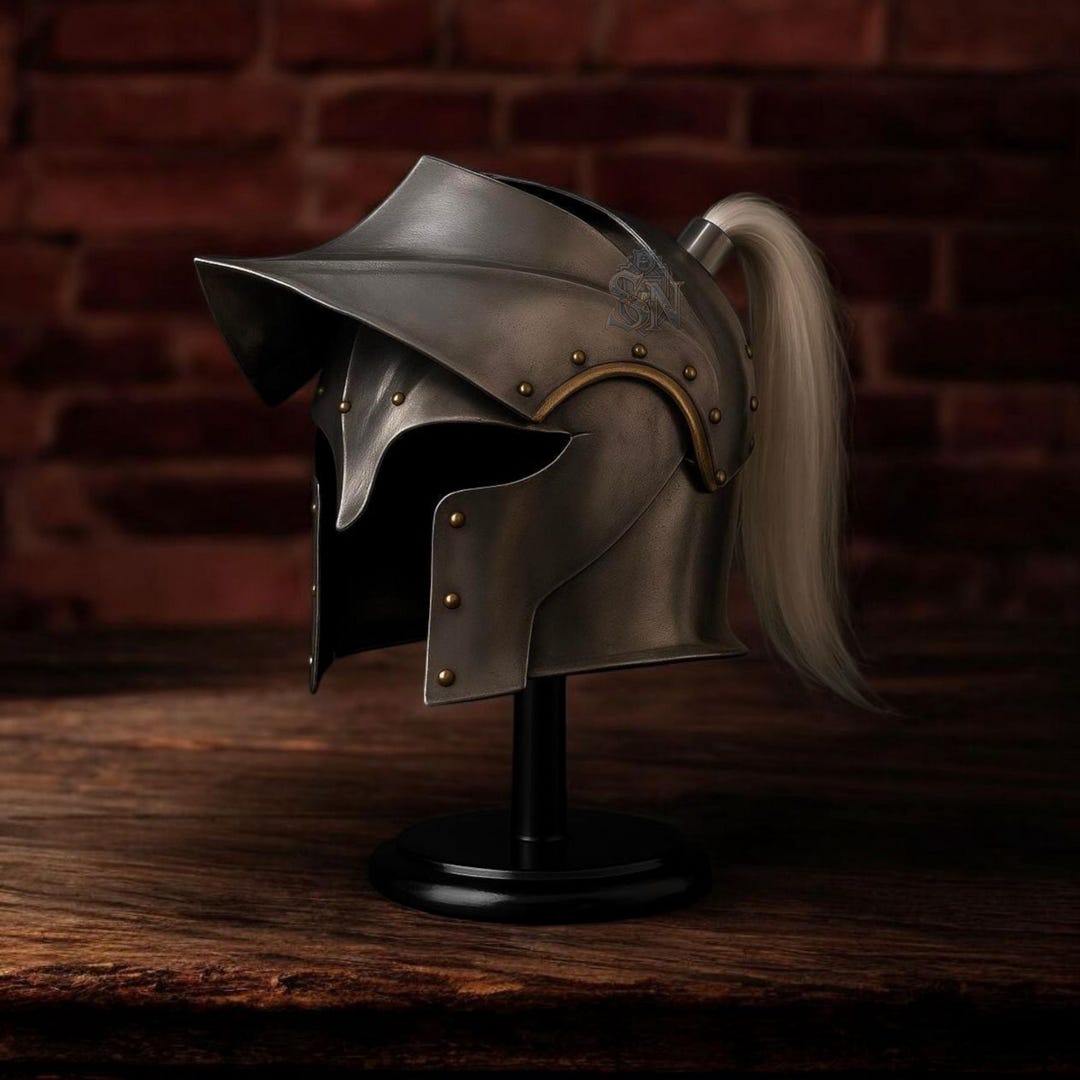Handmade Italian Barbuta Helmet – 18 Gauge Steel, Medieval Knight Armor ...