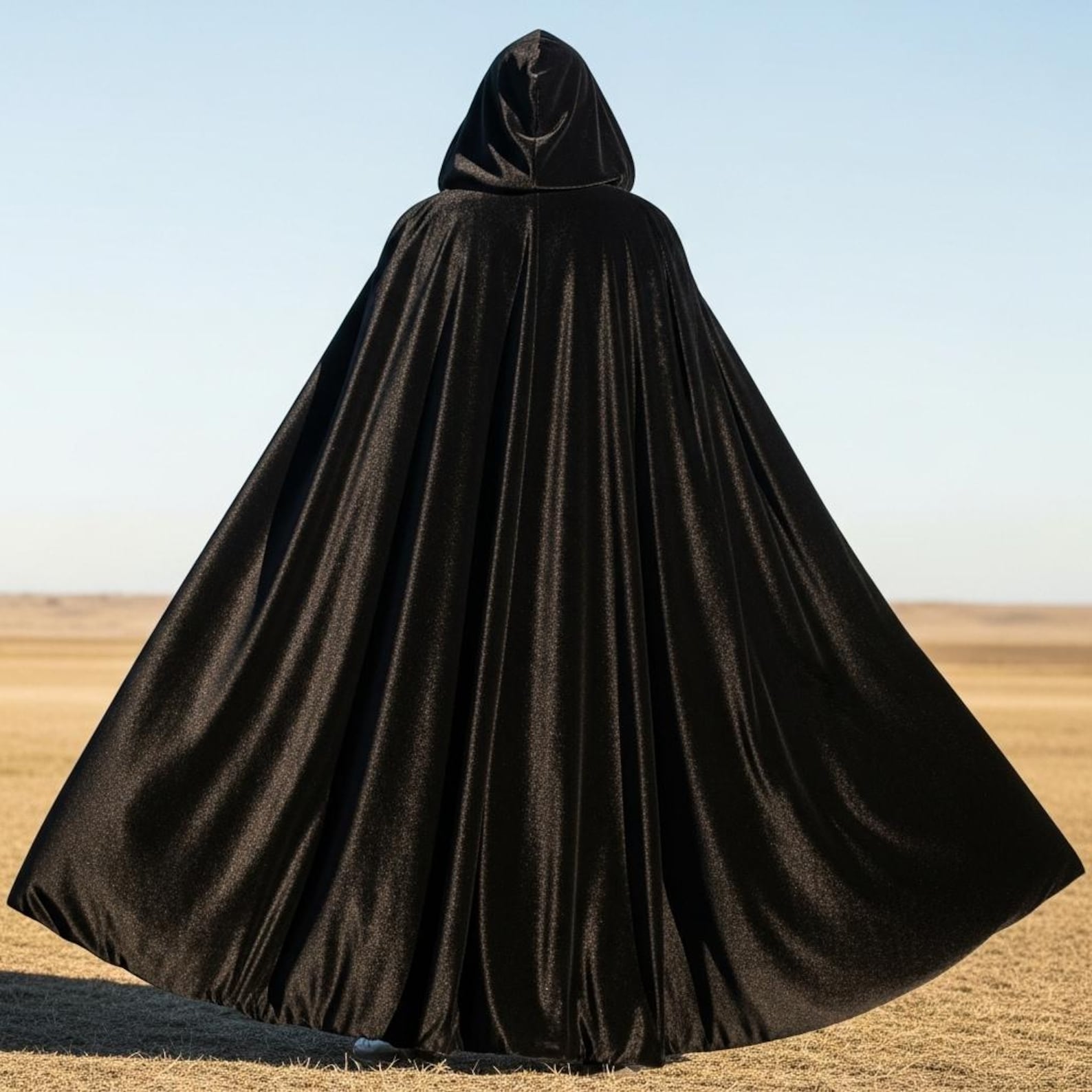 Black Velvet Hooded Cloak: Gothic Vampire Cape, Medieval Renaissance ...