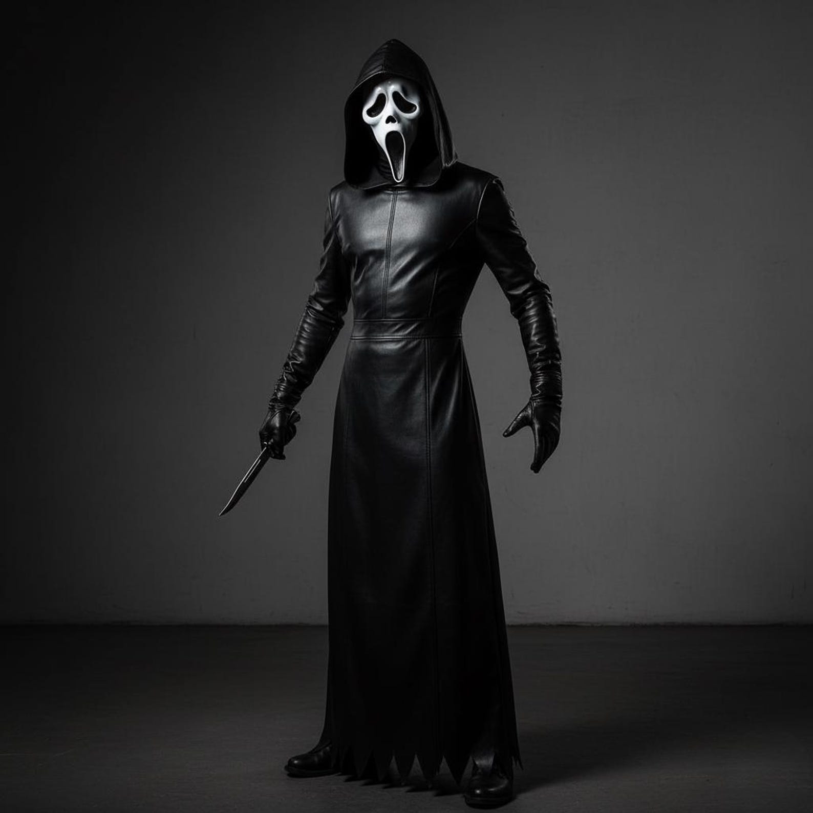 Leather Scream Ghostface Robe, Black Scream Cosplay Costume, Scream ...