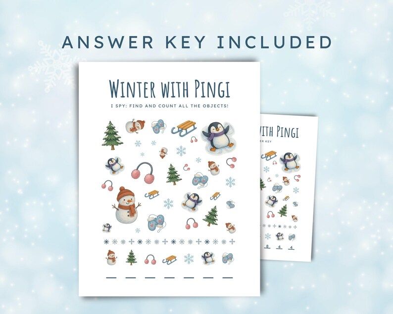 Winter I Spy Worksheets for Kids | Seek & Find Counting Activity - Etsy