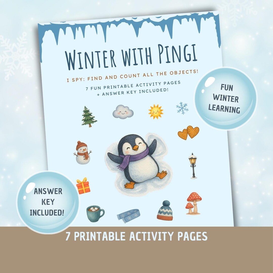 Winter I Spy Counting Worksheets for Kids | Seek & Find Winter With ...