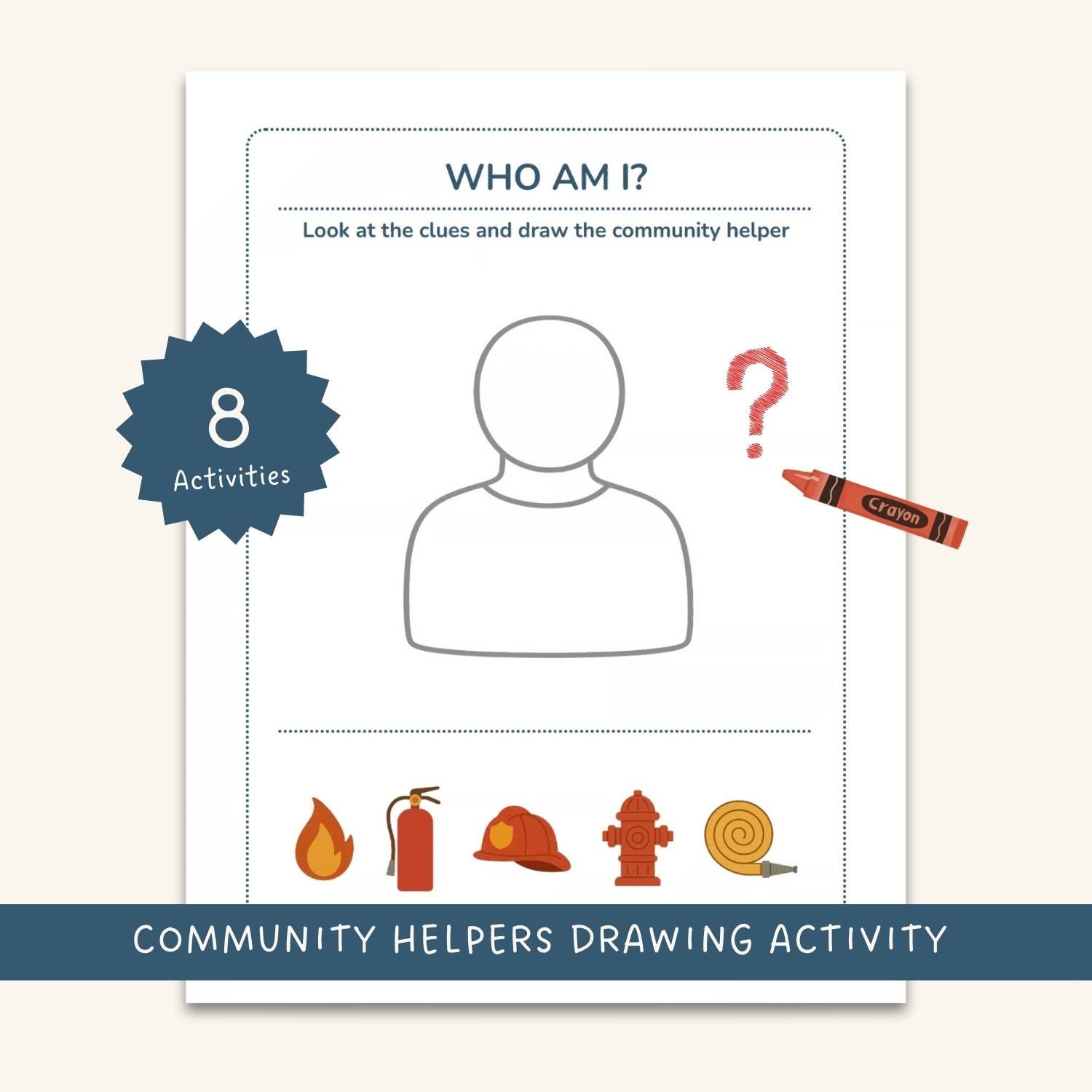 Community Helpers Who Am I? Drawing Activity | Preschool & Kindergarten ...