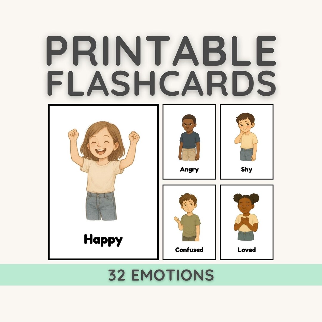 Printable Emotion Flashcards for Kids | 32 Feelings Cards for Calm ...