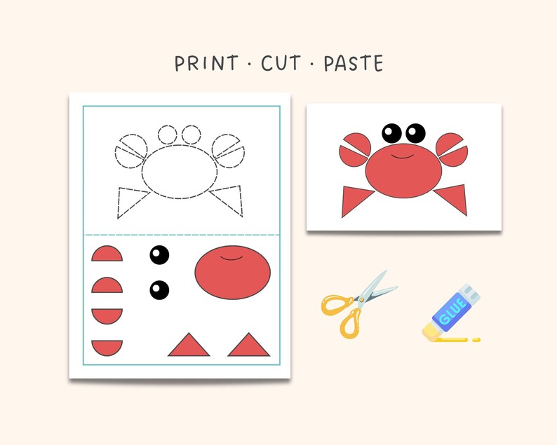 Summer Shape Cut & Paste Activities | Matching, Fine Motor Skills ...