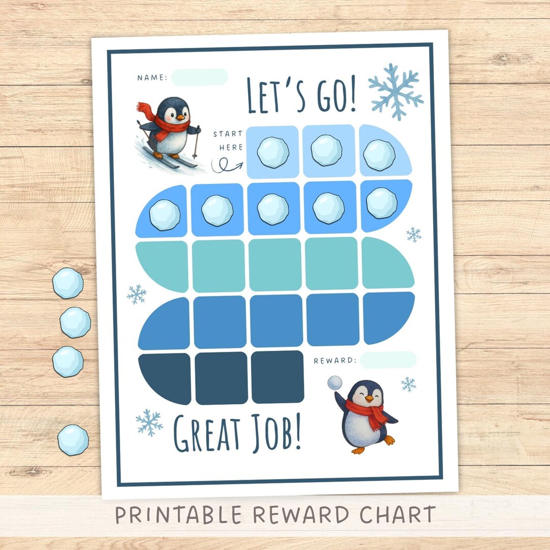 Penguin Reward Chart Printable | Snowball Goal Chart | Kids Behavior ...