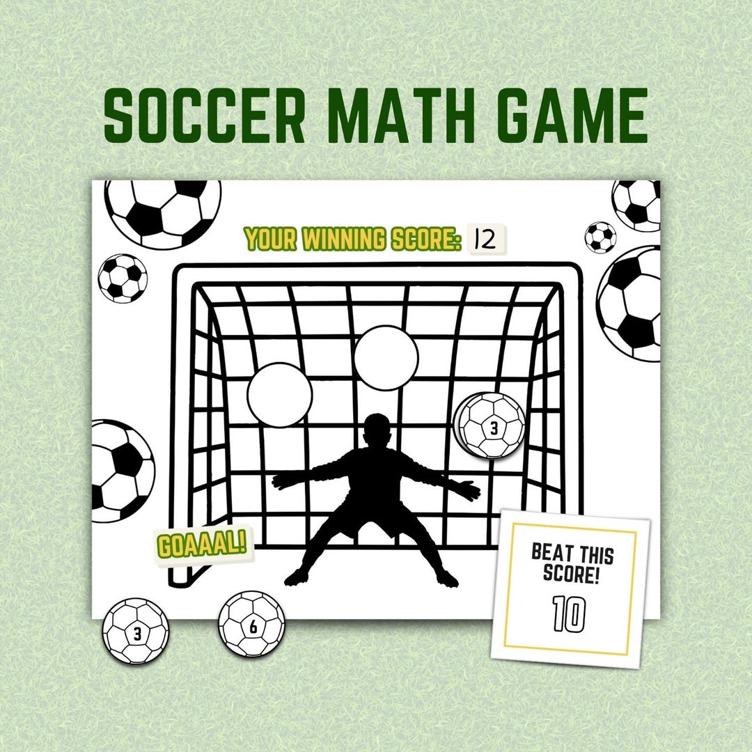 Soccer Math Game | Addition Within 20 Strategy Game | Beat the Score ...