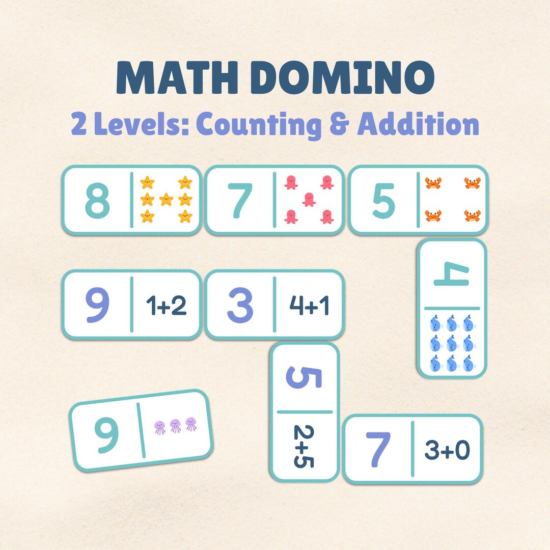 Math Domino Game | Counting & Addition | Number Matching With Ocean ...