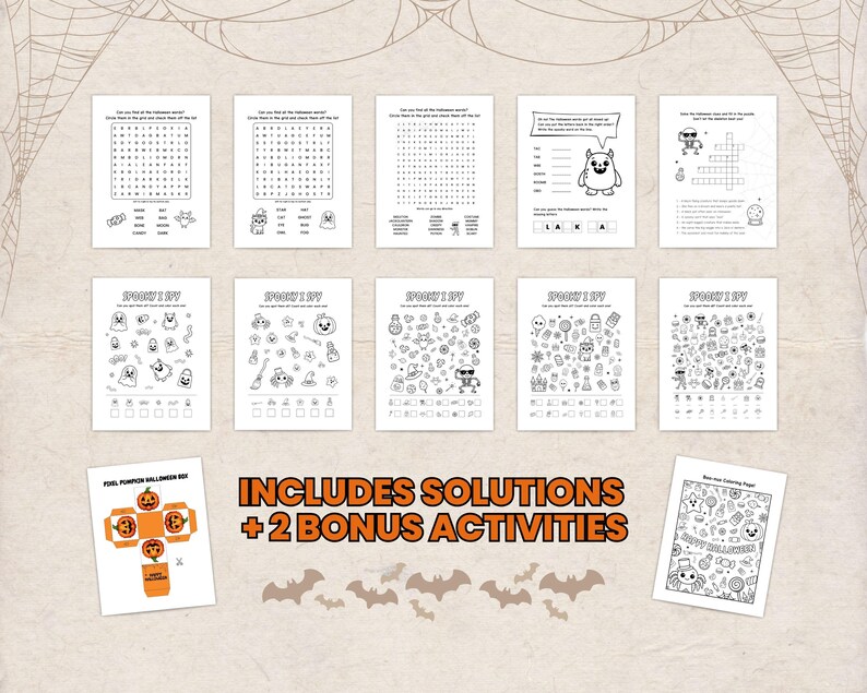 Halloween Word Search & I Spy Bundle | Kids Printable Activities - Etsy