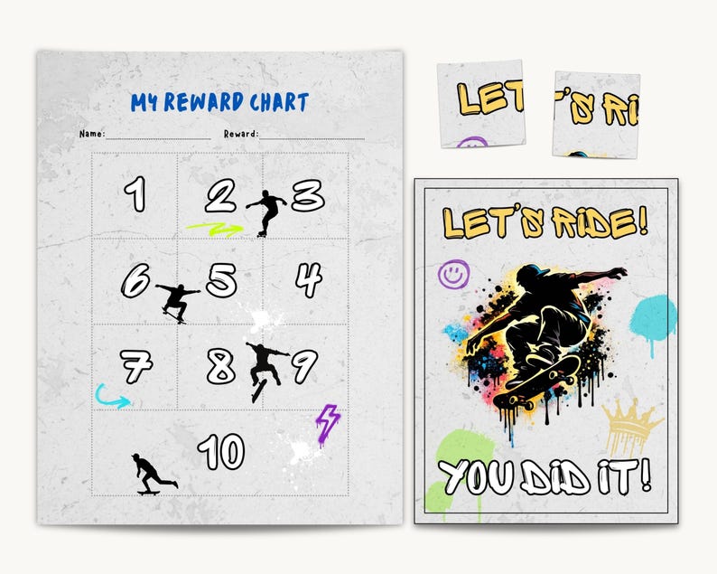 Skateboard Puzzle Reward Chart | Printable Chore Chart for Kids | Task ...