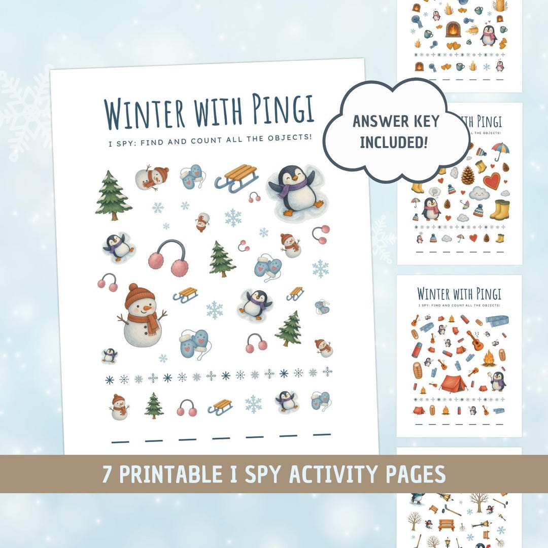 Winter I Spy Worksheets for Kids | Seek & Find Counting Activity - Etsy