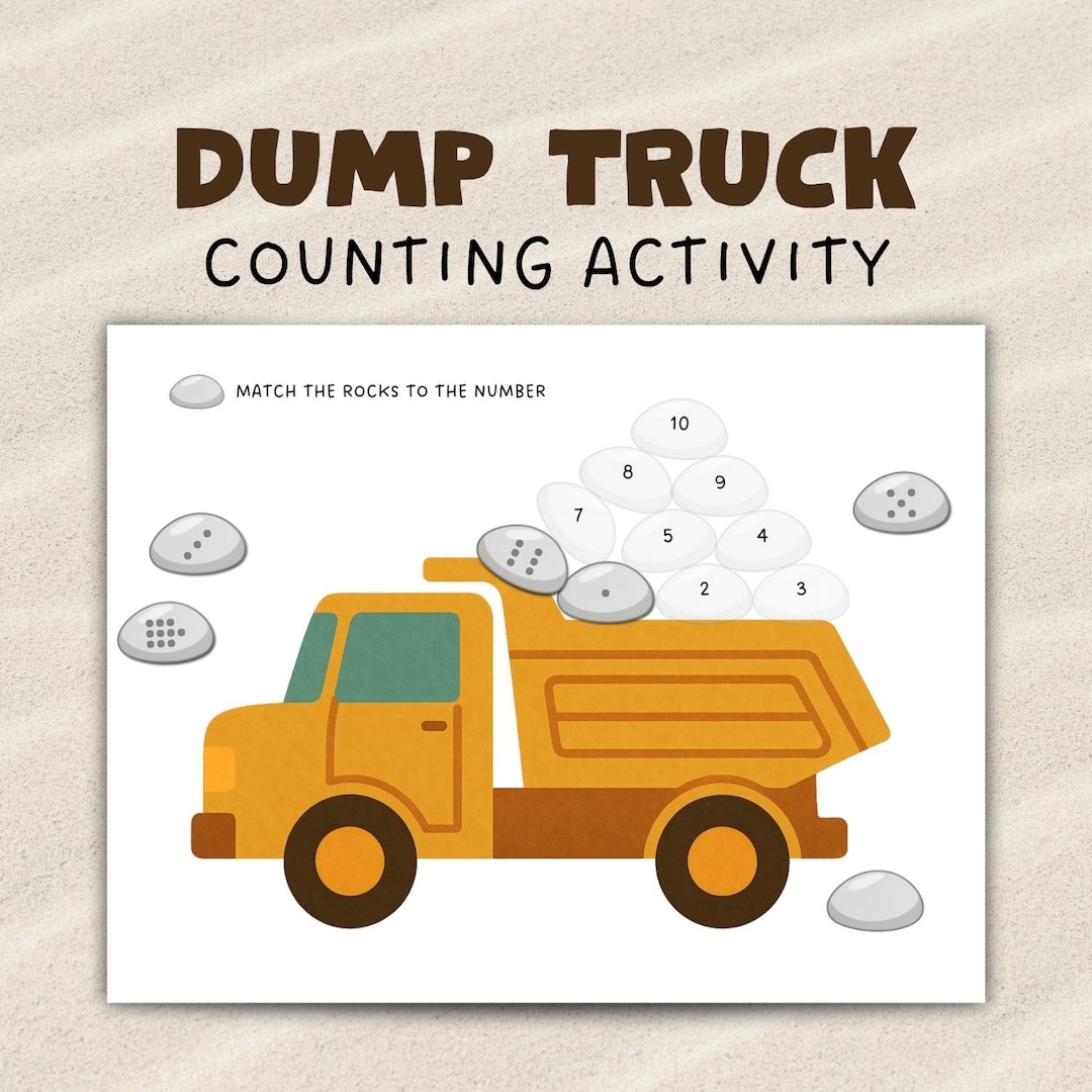 Dump Truck Counting Printable Activity | Construction Truck Number ...