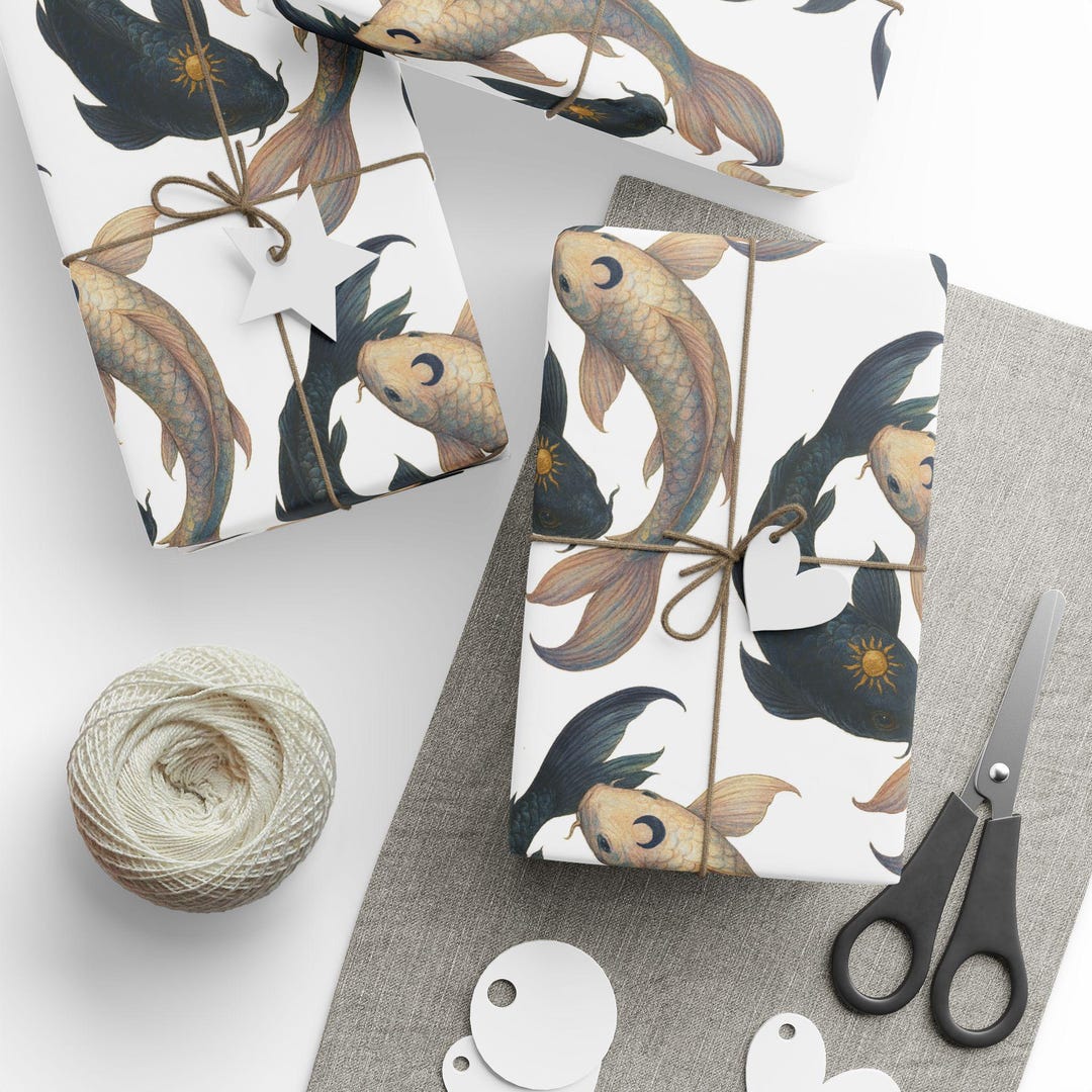 Elegant Fish Pattern Wrapping Paper, Gift Wrap for Birthdays, Christmas ...