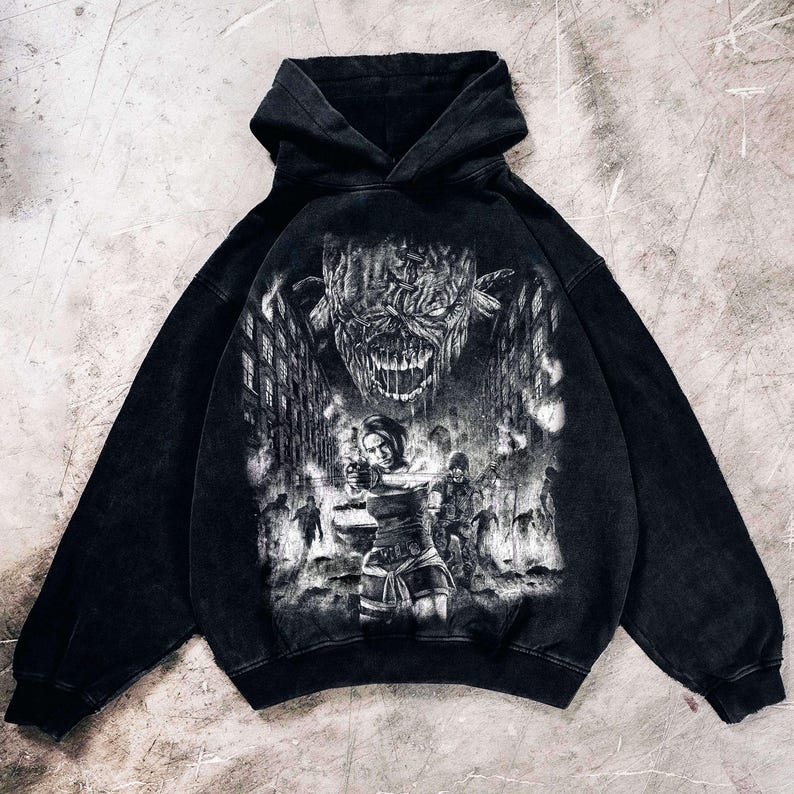 Vintage Bleached Art Survival Horror Game Nemesis Hoodie, T-shirt ...