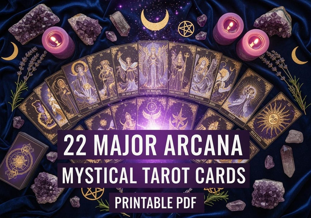 22 Major Arcana Mystical Tarot Cards Printable PDF | Digital Download ...