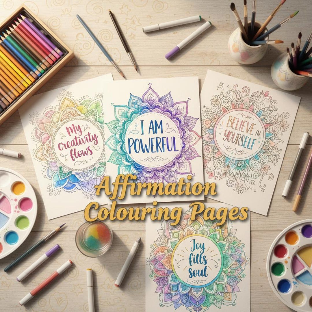 Affirmation Colouring Pages | Printable Motivational Sheets - Etsy