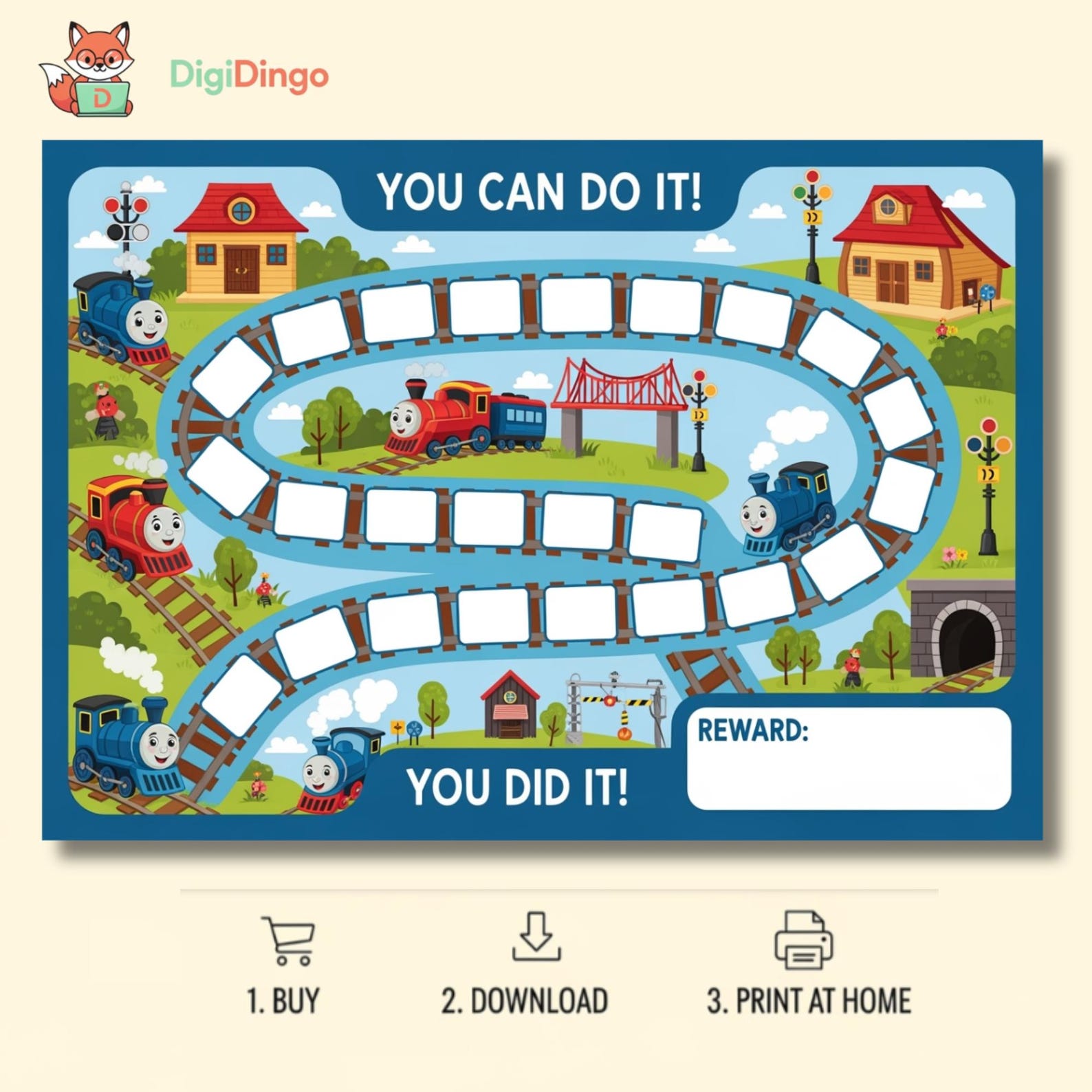 Train Reward Chart: Kids Behavior Tracker (printable PDF Download) - Etsy