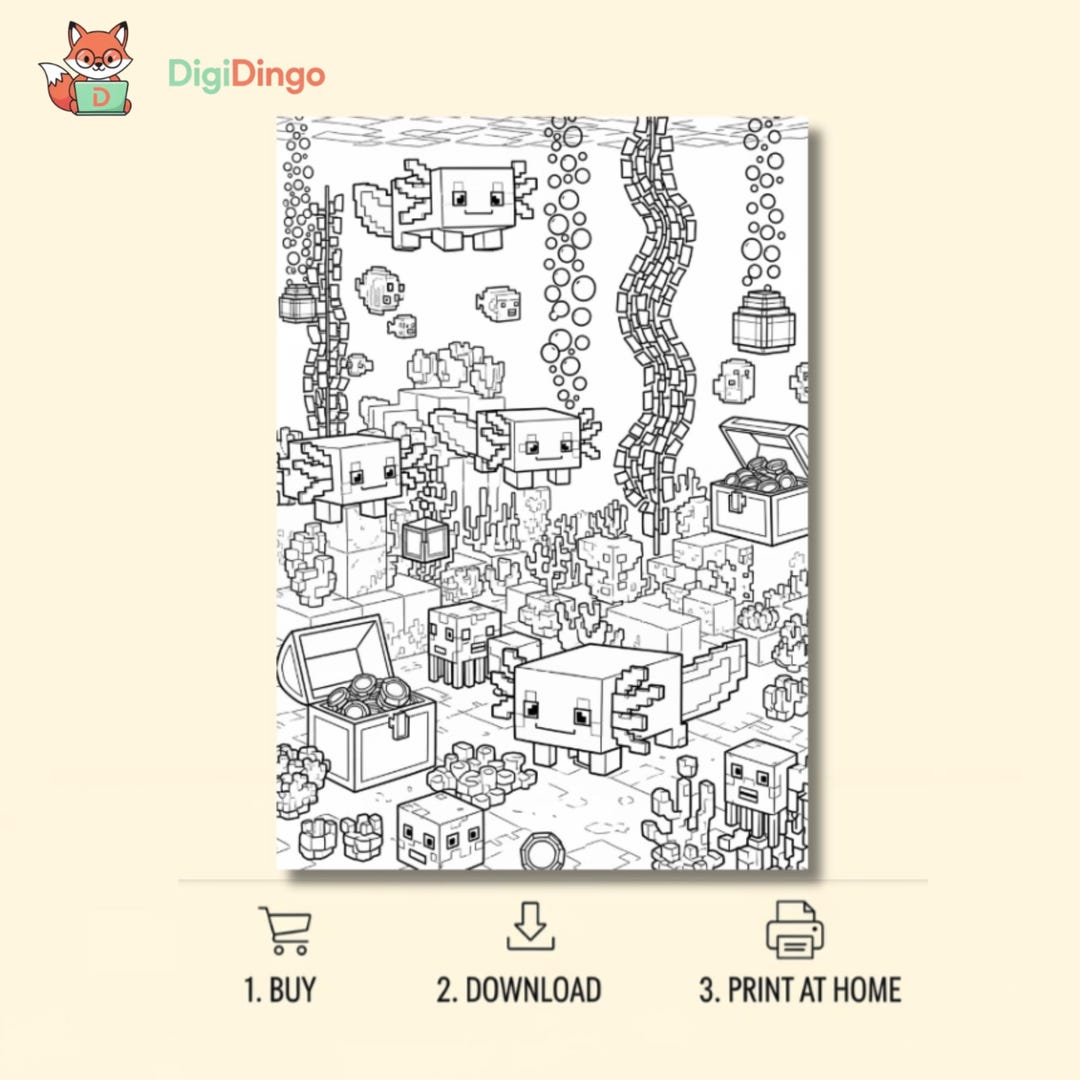 Axolotl Colouring Page | Kids Gaming Coloring Sheet | Printable ...