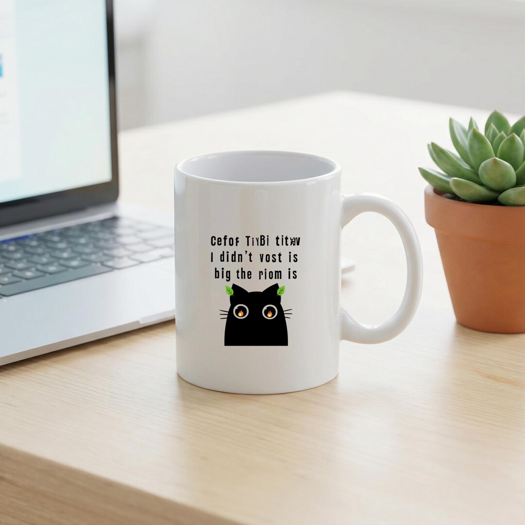 Ceramic Coffee Mug With Black Cat Graphic, Funny Typo Quote Cup, 11oz ...