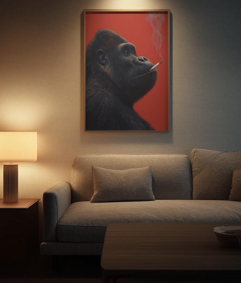Arte de parede masculina | Pôster divertido de animal | Decoração ...
