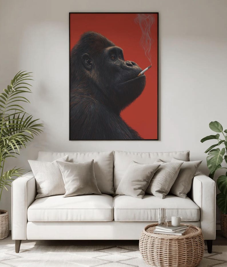 Arte de parede masculina | Pôster divertido de animal | Decoração ...